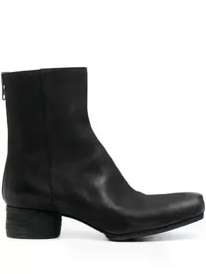 UMA WANG Zip-up Leather Ankle Boots - Black