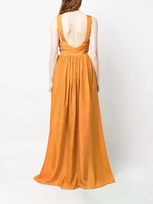 Alberta Ferretti Silk Draped Maxi Dress