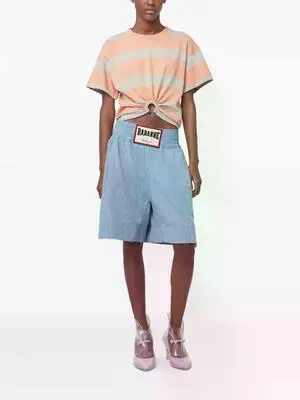 Rabanne Logo-appliqué Denim Shorts