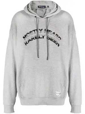 MOSTLY HEARD RARELY SEEN Logo-embroidered Hybrid Cotton Hoodie - Grey