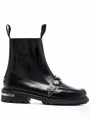 Toga Embellished Leather Ankle Boots