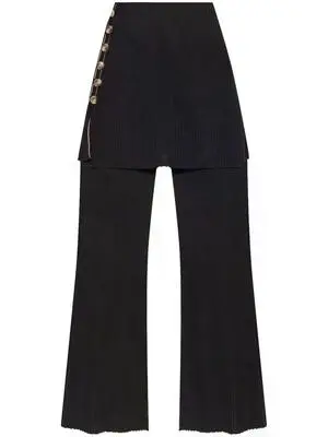 BY MALENE BIRGER Ribbed Knit Layered Wide-leg Trousers - Black