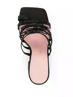 MACGRAW Glitter-detail Block Heel Sandals - Black