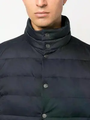 Kiton Mock Neck Padded Gilet - Blue