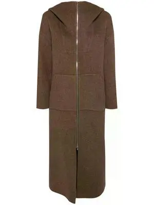 Goen.j Zip-up Hooded Wool Coat - Brown