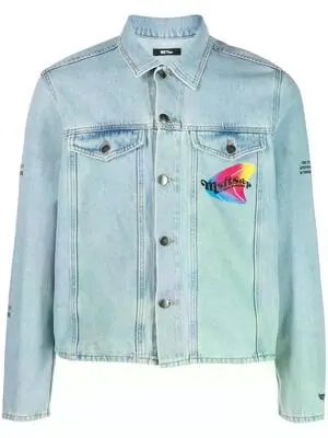 MSFTS Logo Print Denim Jacket - Blue