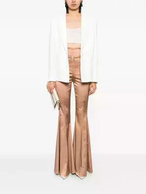 Elisabetta Franchi Satin Flared Trousers With Chain Detail