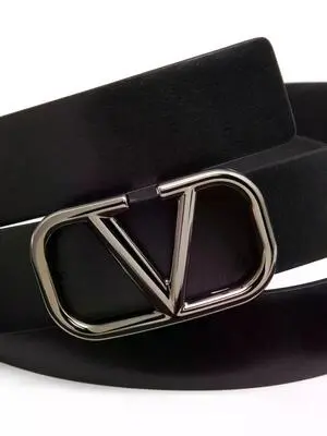 Valentino Garavani 30mm Vlogo Signature Leather Belt - Black
