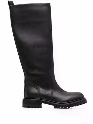 DEL CARLO Knee-high Leather Boots - Black