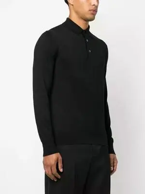Zegna Knitted Polo Shirt - Black