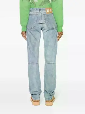 Natasha Zinko Light Wash Frayed Detail Straight Leg Jeans