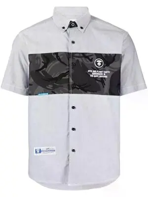 AAPE BY *A BATHING APE Camouflage-print Logo-patch Shirt - Grey