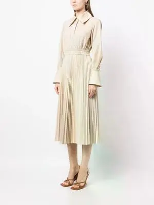 Simkhai Oversized-collar Pleated Shirt Dress