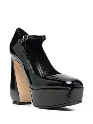 SERGIO ROSSI Patent Calf Leather Platform Pumps - Black