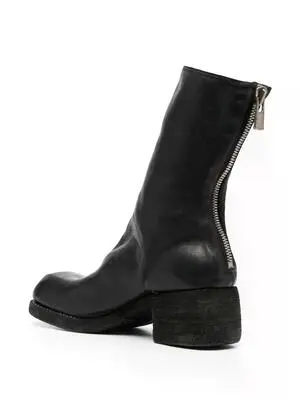 Guidi Leather Rear-zip Mid-calf Boots