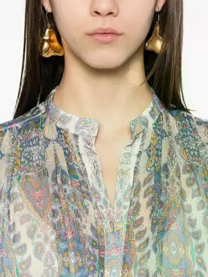 Etro Paisley Print Sheer Blouse