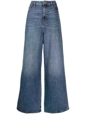 SELF-PORTRAIT Mid-rise Wide-leg Jeans