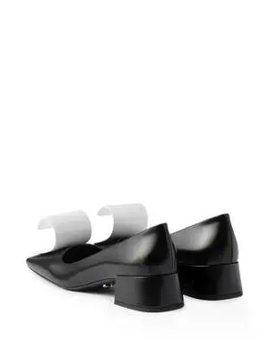 Prada Two-tone Square Toe Block Heel Pumps - Black