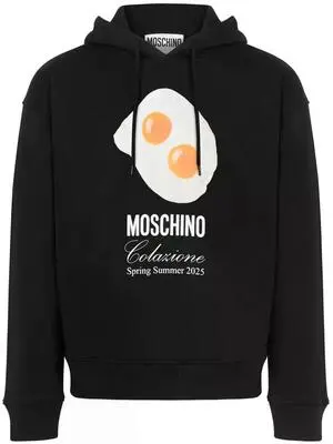 Moschino Printed Cotton Jersey Hoodie - Black