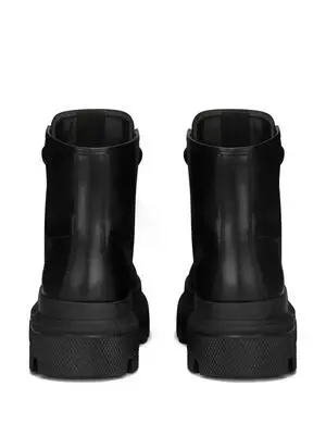Dolce & Gabbana Logo Plaque Brushed Leather Lace-up Boots