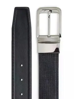 Zegna Engraved Logo Leather Belt