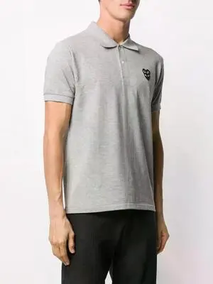 Play Comme Des Garcon Double Heart Polo Shirt - Grey