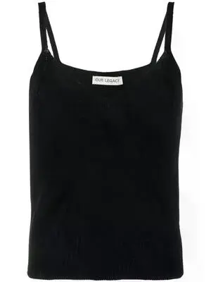 Our Legacy Ribbed-knit V-neck Singlet Top