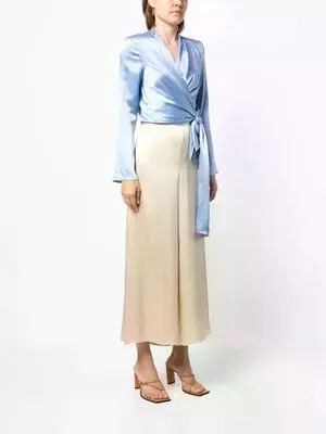 Voz Silk Wrap Blouse With V-neck And Ruched Detailing