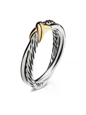 David Yurman 18kt Yellow Gold And Sterling Petite X Ring