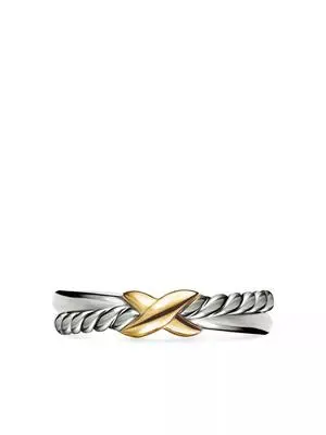 David Yurman 18kt Yellow Gold And Sterling Petite X Ring
