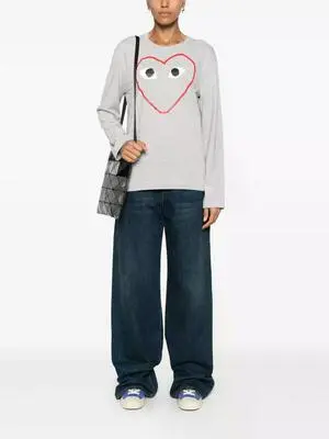 Play Comme Des Garcon Outline Heart-print T-shirt - Grey