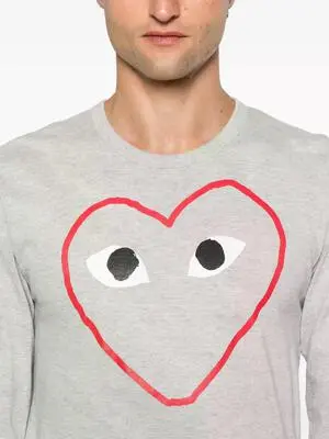 Play Comme Des Garcon Outline Heart-print T-shirt - Grey