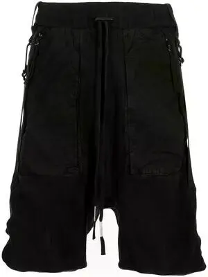 Boris Bidjan Saberi Cotton Drop Crotch Cargo Shorts - Black