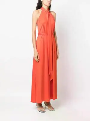 Aspesi V-neck Sleeveless Maxi Shirt Dress With Belted Waist