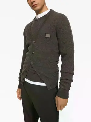 Dolce & Gabbana Logo Plaque Wool-blend Cardigan - Grey