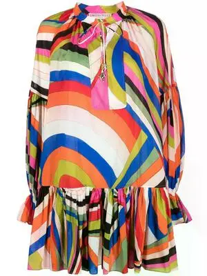 Emilio Pucci Iridescent Print Cotton Mini Dress - Blue
