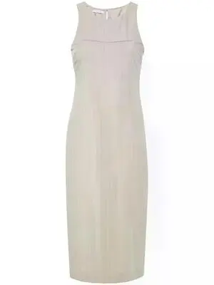 Patrizia Pepe Pinstripe-pattern Midi Dress - Grey