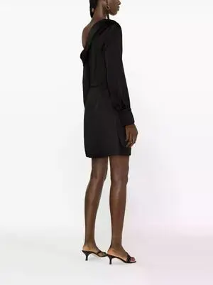 Simkhai Cameron Asymmetric Minidress In Satin - Black