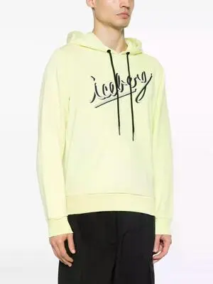 Iceberg Logo Print Cotton Blend Hoodie
