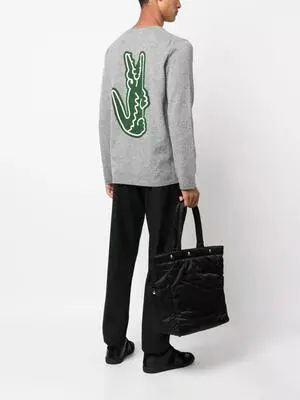 Comme Des Garçons X Lacoste Intarsia-knit Wool Sweater - Grey