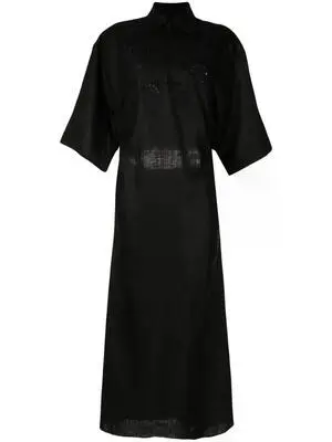 LITKOVSKA Guipure-detailing Linen Dress - Black