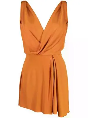 Alberta Ferretti Sleeveless V-neck Draped Dress - Orange
