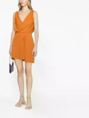 Alberta Ferretti Sleeveless V-neck Draped Dress