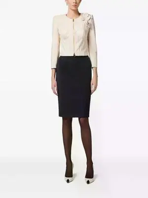 Elisabetta Franchi Leather Jacket With Flower Appliqués