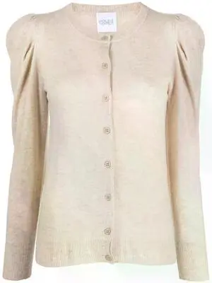 MADELEINE THOMPSON Long-sleeve Ruched Cardigan - Neutrals