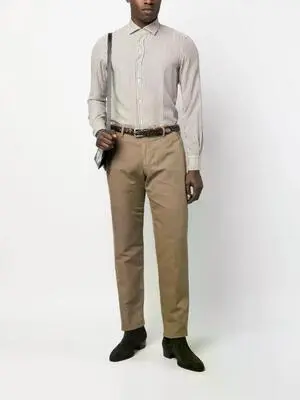 LARDINI Straight-leg Linen Trousers - Brown