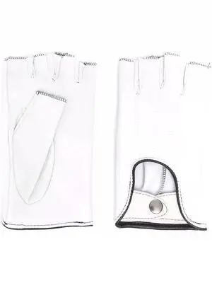MANOKHI Stitch-detail Leather Gloves - White