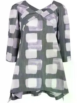 Henrik Vibskov Abstract Print V-neck Blouse - Grey