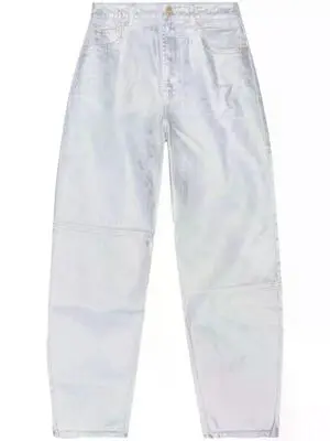 GANNI Metallic Finish Organic Cotton Tapered Jeans - Silver