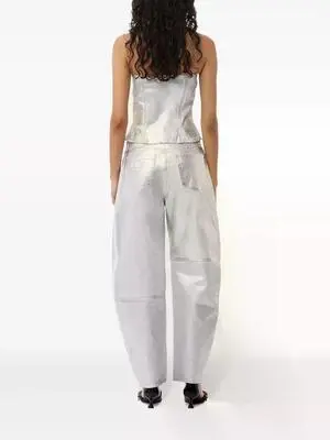 GANNI Metallic Finish Organic Cotton Tapered Jeans